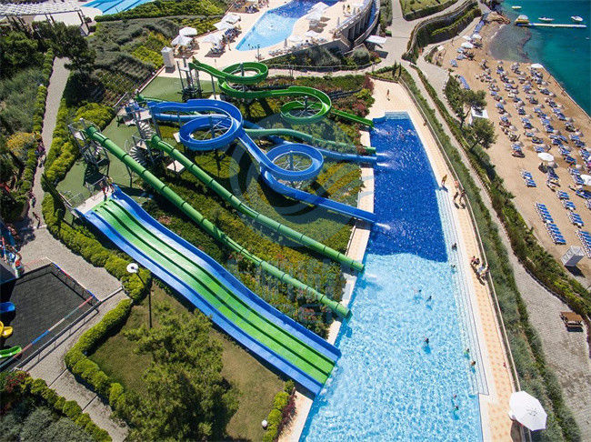 Resort Beach FRP Hill Water Slide Cluster Customized Big Water Slide ...