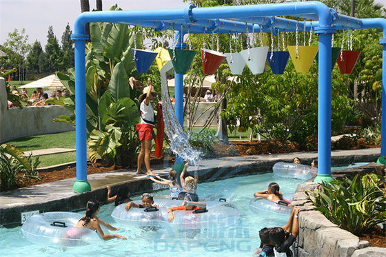 Amusement Park Rain Splash Pad Dump Bucket Fiberglass 9 In 1 Customized