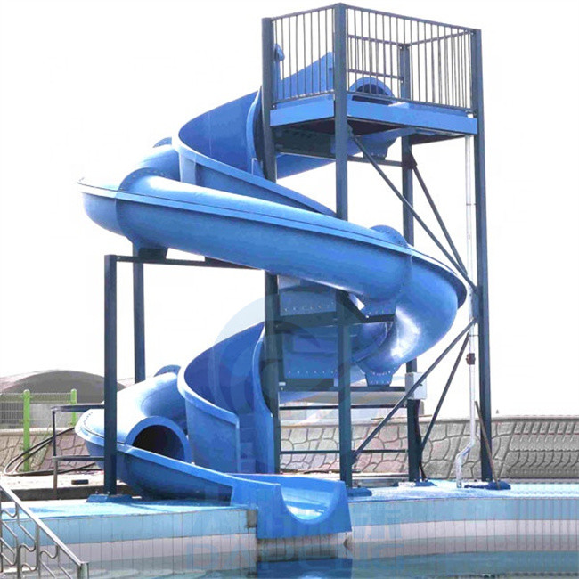 Cyclone Swimming Pool Water Slide One Piece Fiberglass Blue Color For ...