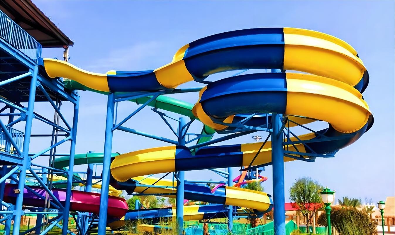 4 Riders Fiberglass Water Park Slide Outdoor Amusement Water Park Games ...