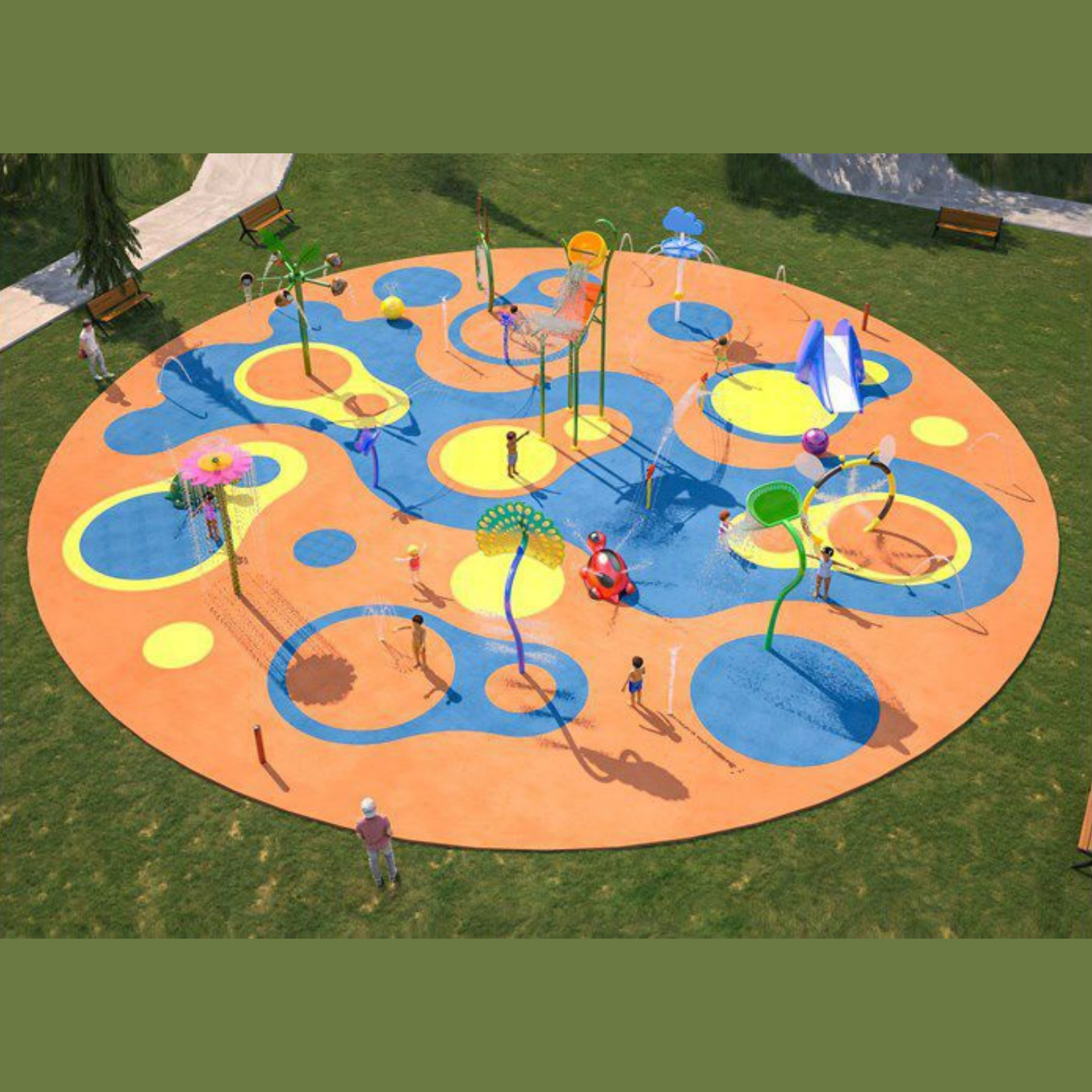 Water Park Kids Swimming Pool Water Sprinkler Pad Water Splash Pad Set ...