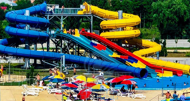 Craiova Swimming Pool Water Slide Sets Fiberglass Huge Water Park Slides
