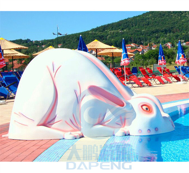 Fiberglass Kids Water Slide Cute Cat Duck Rabbit Mini Water Slide Anti UV